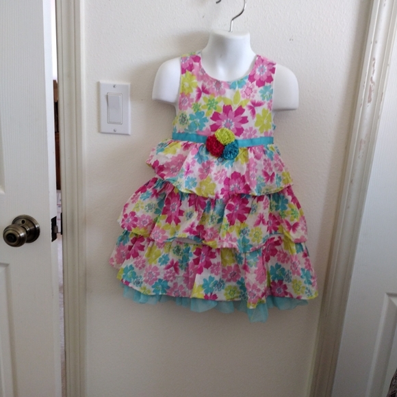Nannette | Dresses | Nanette Girl Size 4t Floral Tiered Lined Wblue ...